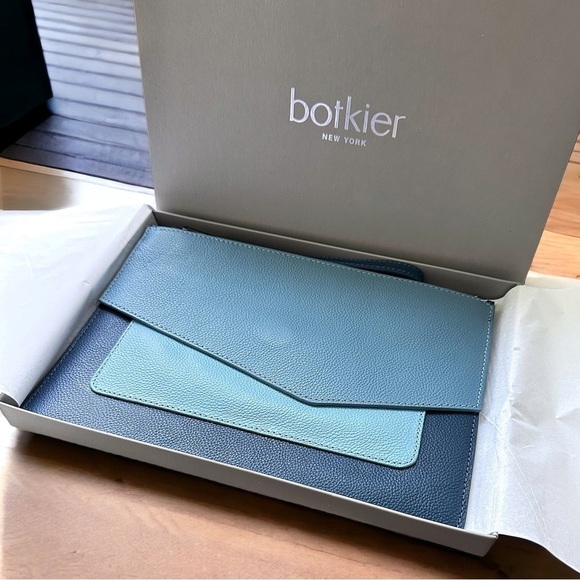 Botkier | Bags | Botkier Cobble Hill Large Leather Clutch Bag Blue ...